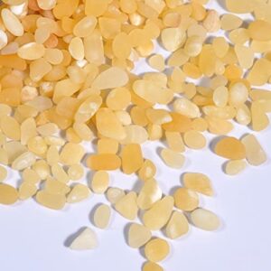 gemshan 2lb Yellow Jade Chips Natural Crushed Crystal Chip Bulk 7mm-9mm Tumble Healing Crystal Stone for Aquarium Vase Plant Decoration Jewelry DIY