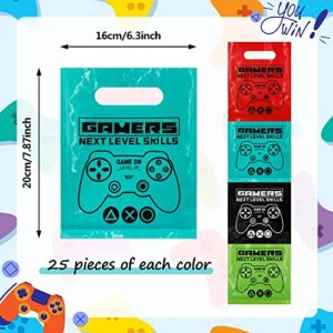 TOSPARTY 100PCS Plastic Video Game Party Bags Video Game Favor Bags Merchandise Bags for Video Game Birthday Party Supplies Decorations