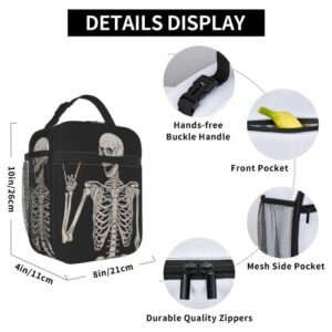 YETTA YANG Halloween Skeleton Funny Skull Portable Lunch Bag Insulated Lunch Box Reusable Totes For Women Men Work Picnic Camping