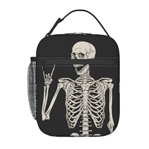 YETTA YANG Halloween Skeleton Funny Skull Portable Lunch Bag Insulated Lunch Box Reusable Totes For Women Men Work Picnic Camping