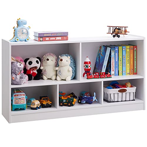 TOYMATE Toy Organizers and Storage, 5-Section Kids Bookshelf for Organizing Books Toys, School Classroom Wooden Storage Cabinet for Children's Room, Playroom, Nursery