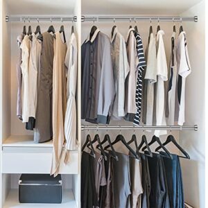 Closet Rods for Hanging Clothes, 14 to 50 Inch Silver Adjustable closet Hanging Rod Closet Pole Holder metal pole for Wardrobes, Shoe Cabinets