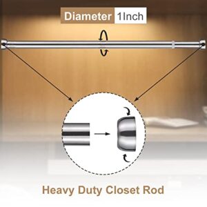 Closet Rods for Hanging Clothes, 14 to 50 Inch Silver Adjustable closet Hanging Rod Closet Pole Holder metal pole for Wardrobes, Shoe Cabinets