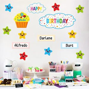 64 Pcs Happy Birthday Bulletin Board Set Bright Cupcake Cut-Outs for Calendars Classroom Decoration