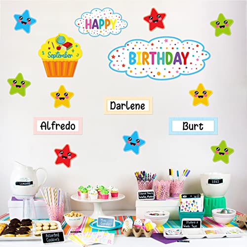 64 Pcs Happy Birthday Bulletin Board Set Bright Cupcake Cut-Outs for Calendars Classroom Decoration