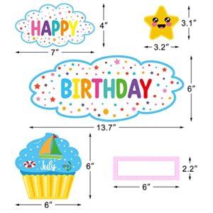 64 Pcs Happy Birthday Bulletin Board Set Bright Cupcake Cut-Outs for Calendars Classroom Decoration