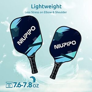 niupipo Pickleball Paddles, Lightweight Pickleball Paddles Set of 2 w/Fiberglass Surface, Polypropylene Honeycomb Core, Cushion Grip, 4 Balls for Outdoor & Indoor Play, USA Pickleball Approved