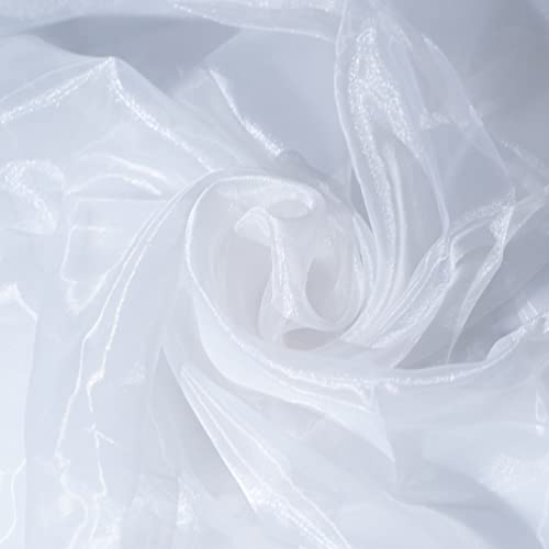 Fynite Sheer Organza Fabric | 10 Yards Long | 44" Wide | Bridal Solid Sheer Organza Bolt for Wedding Dress Fashion Craft Decorations Silky Shiny Sheer Organza (White, 10 Yard)