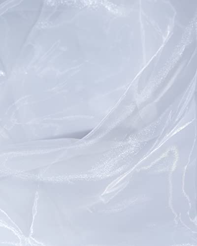 Fynite Sheer Organza Fabric | 10 Yards Long | 44" Wide | Bridal Solid Sheer Organza Bolt for Wedding Dress Fashion Craft Decorations Silky Shiny Sheer Organza (White, 10 Yard)