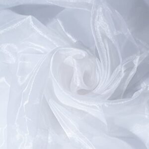 fynite sheer organza fabric | 5 yards long | 44" wide | bridal solid sheer organza bolt for wedding dress fashion craft decorations silky shiny sheer organza (white, 5 yard)