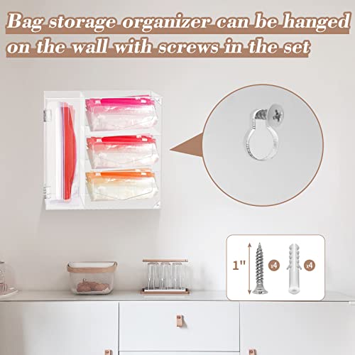 Ziplock Bag Storage Organizer, Acrylic Baggie Organizer for Drawer Kitchen Clear Plastic Food Storage Bags Holder Organizer for Gallon, Quart, Sandwich, Snap, Freezer, Slider Bags, 12 Inch