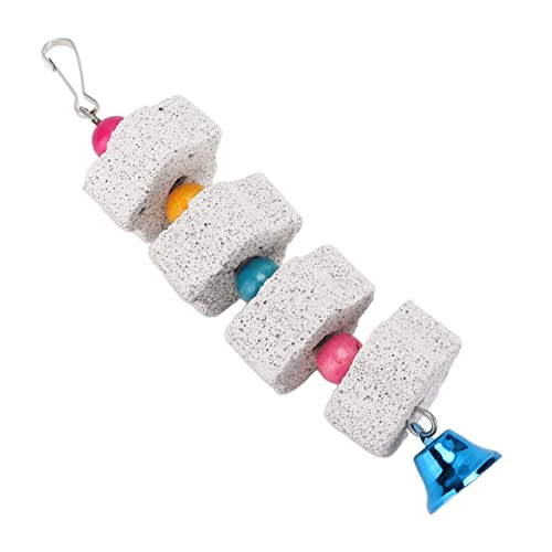 Bird Chew Toy, Mineral Stone Molar Toy with Bell Bird Beak Grinding Stone Pet Birds Beak Grinding Swing for Cockatoo Budgie Parakeet Cockatiel Lovebird