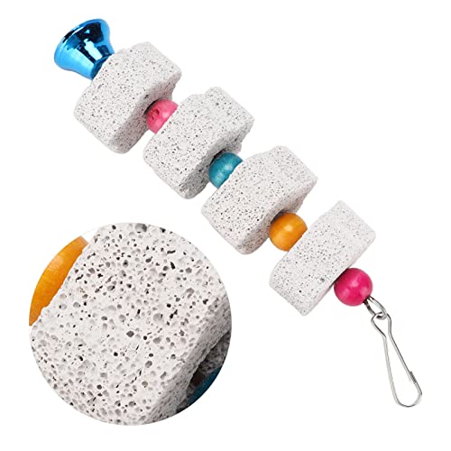 Bird Chew Toy, Mineral Stone Molar Toy with Bell Bird Beak Grinding Stone Pet Birds Beak Grinding Swing for Cockatoo Budgie Parakeet Cockatiel Lovebird