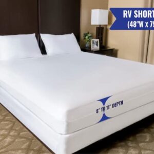 RV Short Full Mattress Protector (48”Wx75 L) Fits 8"-11" Depth - Zippered Waterproof Three Quarter 3/4 Full Mattress Encasement - Hypoallergenic Premium Bed Cover Protects from Dust Allergens