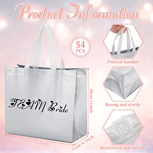 54 Pack Reusable Gift Bag Set Glossy Glitter Reusable Grocery Bag with Handle Non Woven Shopping Bags Tote Bag Wedding Gift Bag for Bridesmaid Birthday Party Wedding, Mixed Color, 11 x 12 x 4.7 Inch