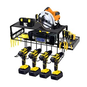 power tool storage organizer,wall mount tool holder rack for electric drill,heavy-duty tool storage with screwdriver holder,premium garage storage & organization,perfect storage gift for men husband