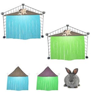 nuatpetin guinea pig hideout, 2pcs corner hideaway fleece forest, removable small animal hamster rabbit bunny corner hideout for guinea pigs, hanging hamster cage accessories ferret corner house hide