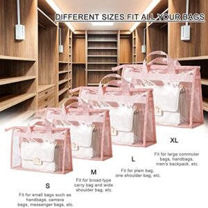 SZXFMY 8 Pack Handbag Storage Organizer Dust Bags Transparent Purse Storage Bag Organizer for Closet with Handle and Zipper Handbags Bag (Pink)