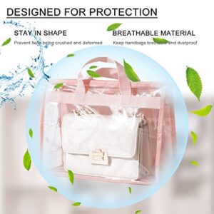 SZXFMY 8 Pack Handbag Storage Organizer Dust Bags Transparent Purse Storage Bag Organizer for Closet with Handle and Zipper Handbags Bag (Pink)