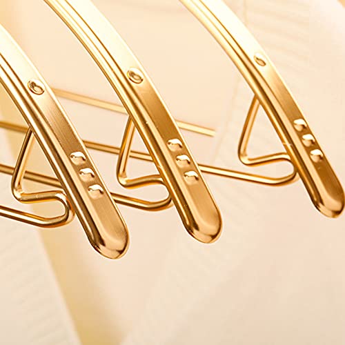 5PCS Clothes Hangers, No Shoulder Bumps Suit Hangers, No Mark Non-Slip Aluminum Alloy T-Shirt Hanger, Space Saving Rounded Hangers for Coat, Sweater, Jackets, Pants (2.0 cm, Gold)