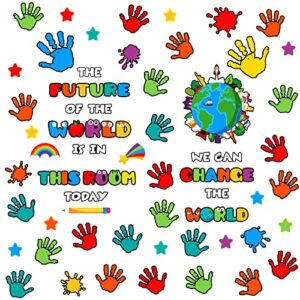 82 pcs motivational classroom bulletin board set classroom decoration elementary classroom decor for pre school elementary and middle school teacher educational wall decor kids hands star cutouts