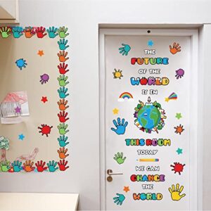 82 Pcs Motivational Classroom Bulletin Board Set Classroom Decoration Elementary Classroom Decor for Pre School Elementary and Middle School Teacher Educational Wall Decor Kids Hands Star Cutouts