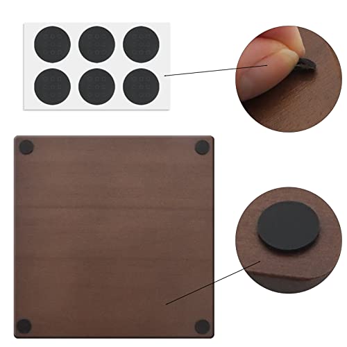 SIJDIEE 4 Inch Wood Drink Coasters, 12 Pack Square Bulk Wooden Coasters with Non-Slip Silicon Dot Stickers for Bar Kitchen Home Dinner Table Decor