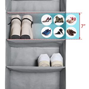 Univivi Over the Door Shoe Organizer Hanging Shoes Rack with 6 Deep Pockets for 12 Pairs, Shoe Hanger Closet Storage for Sneakers, Boots, Grey