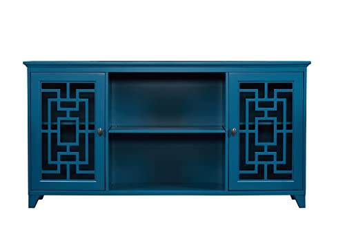 IINE'a 60 Inch Buffet Cabinet with Storage, Sideboard Buffet Cabinet, Accent Storage Cabinet, Buffet Table with 2 Doors and Adjustable Shelf for Entryway Kitchen Dining Room Living Room, Blue