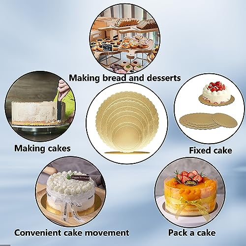 4 Pack Cake Boards Golden Round Cake Circles 6, 8, 10, 12 Inch Cake Base Cardboard, 1 of Each Size Set for Baking Cake, Gold