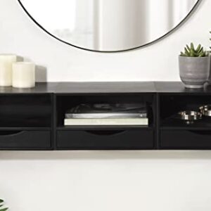 Kate and Laurel Hutton Modern Floating Shelf and Side Table, 12.5 x 10 x 7, Black, Modern Minimalist Floating End Table for Storage and Display with Bold Finish