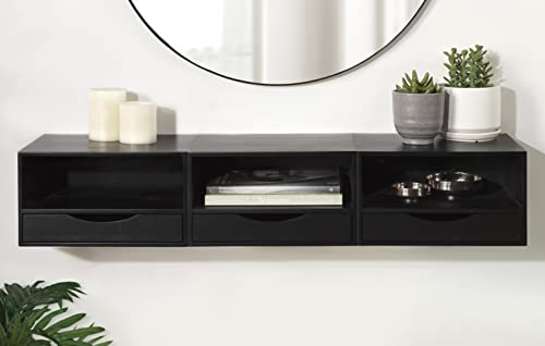 Kate and Laurel Hutton Modern Floating Shelf and Side Table, 12.5 x 10 x 7, Black, Modern Minimalist Floating End Table for Storage and Display with Bold Finish