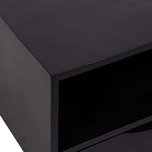 Kate and Laurel Hutton Modern Floating Shelf and Side Table, 12.5 x 10 x 7, Black, Modern Minimalist Floating End Table for Storage and Display with Bold Finish