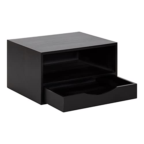 Kate and Laurel Hutton Modern Floating Shelf and Side Table, 12.5 x 10 x 7, Black, Modern Minimalist Floating End Table for Storage and Display with Bold Finish