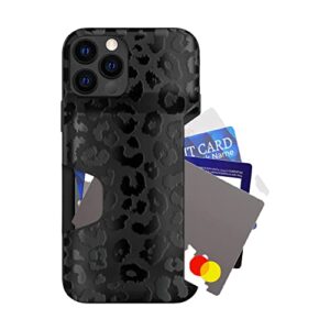 velvet caviar compatible with iphone 12 pro max wallet case for women - credit card holder slot - cute slim & protective wallet phone cases [8ft. drop tested] - black leopard