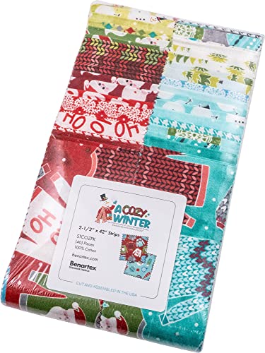 Cherry Guidry A Cozy Winter Strip-Pies 40 2.5-inch Strips Jelly Roll Benartex, (STCOZPK)