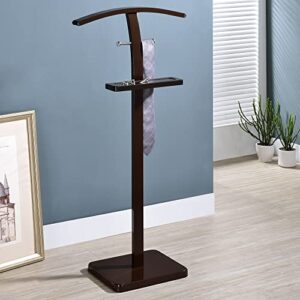 kings brand furniture - freestanding clothing valet rack stand, walnut/chrome