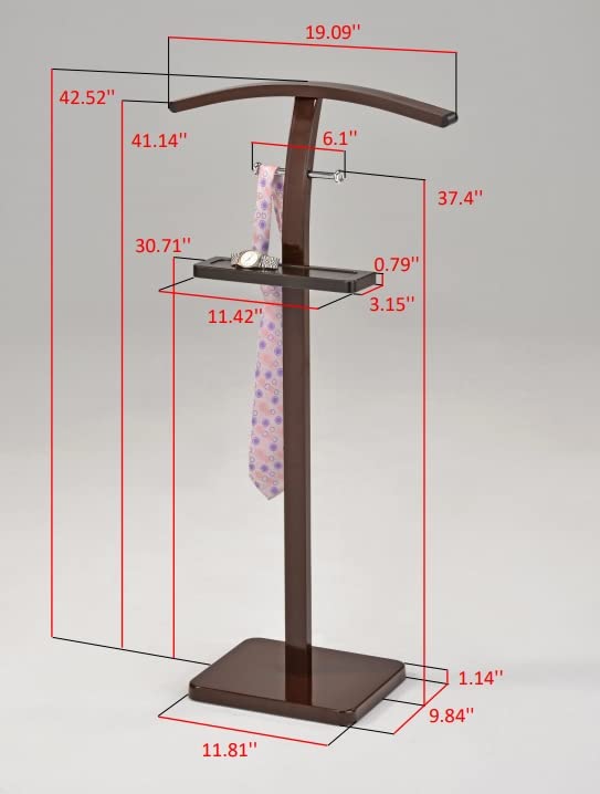 Kings Brand Furniture - Freestanding Clothing Valet Rack Stand, Walnut/Chrome