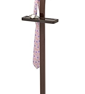 Kings Brand Furniture - Freestanding Clothing Valet Rack Stand, Walnut/Chrome