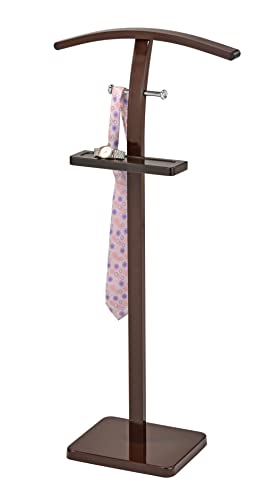 Kings Brand Furniture - Freestanding Clothing Valet Rack Stand, Walnut/Chrome