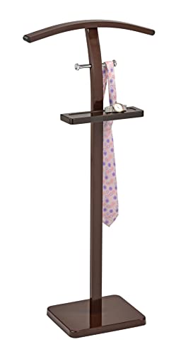 Kings Brand Furniture - Freestanding Clothing Valet Rack Stand, Walnut/Chrome