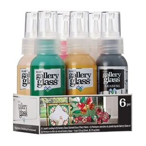 gallery glass, floral stained kit, glass paint set for diy arts and crafts, perfect for beginners and artists, 1 count (pack of 6)