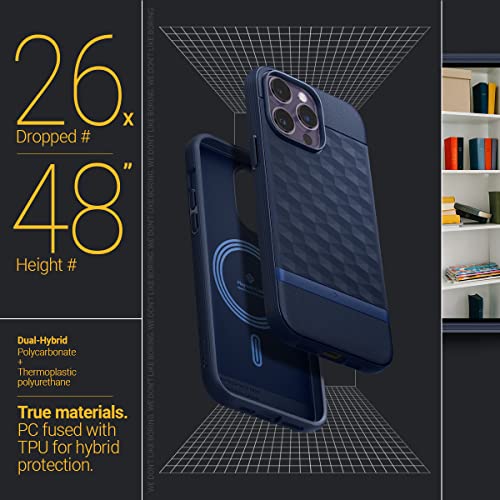 Caseology Parallax Mag for iPhone 14 Pro Case [Built-in Magnet] Designed for Magsafe - Midnight Blue