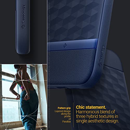 Caseology Parallax Mag for iPhone 14 Pro Case [Built-in Magnet] Designed for Magsafe - Midnight Blue