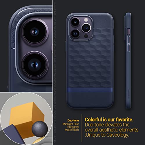 Caseology Parallax Mag for iPhone 14 Pro Case [Built-in Magnet] Designed for Magsafe - Midnight Blue