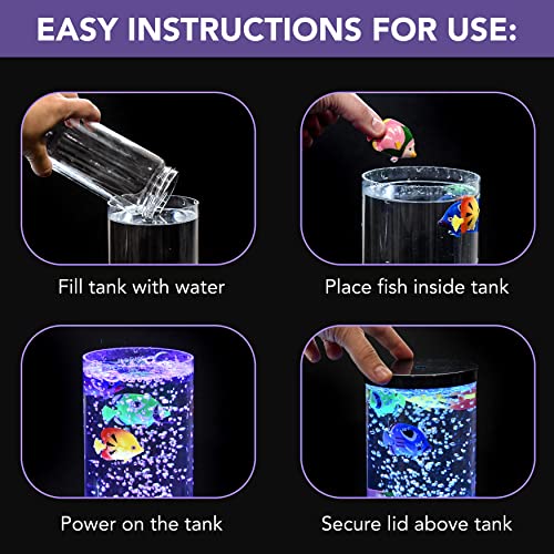 Playlearn Fake Fish Tank Mini Bubble Lamp – Fake Aquarium - Color Changing Sensory Lamp- 11 Inch