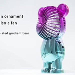 Lizihaowu Handheld Fan Rechargeable USB Mini Fan Portable, Cute Bear Fan, Eyelash Fan For Kids Girls Women Home/Travel/Outdoor/Makeup/violet-blue gradation