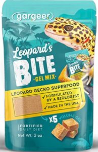 gargeer leopard gecko food 3oz. complete gel diet for both juveniles and adults. proudly made in the usa, using premium ingredients, fortified gourmet formula. enjoy!!!