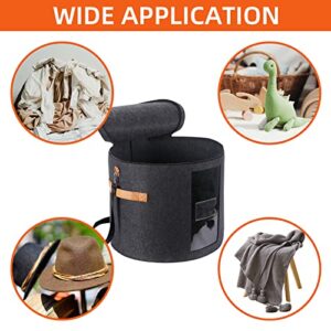 Large Hat Storage Box 19'' Hat Box for Large Hats, Hat Boxes for Women Storage Large Round Hat Boxes for Men Foldable Storage Box with Lid Felt Stuffed Animal Toy Storage Bin with Lid, Dark Gray