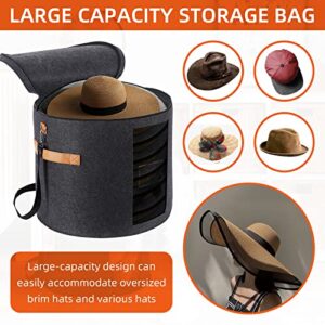 Large Hat Storage Box 19'' Hat Box for Large Hats, Hat Boxes for Women Storage Large Round Hat Boxes for Men Foldable Storage Box with Lid Felt Stuffed Animal Toy Storage Bin with Lid, Dark Gray